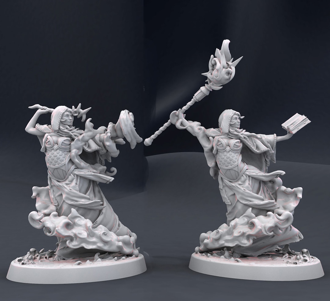 Fire Warlock Female 28mm 3D Resin Printed Miniature Dungeons and ...
