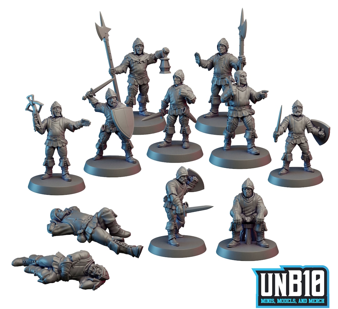 City Guards NPC Minis 28mm 32mm D&D Resin Miniature Dungeons and ...