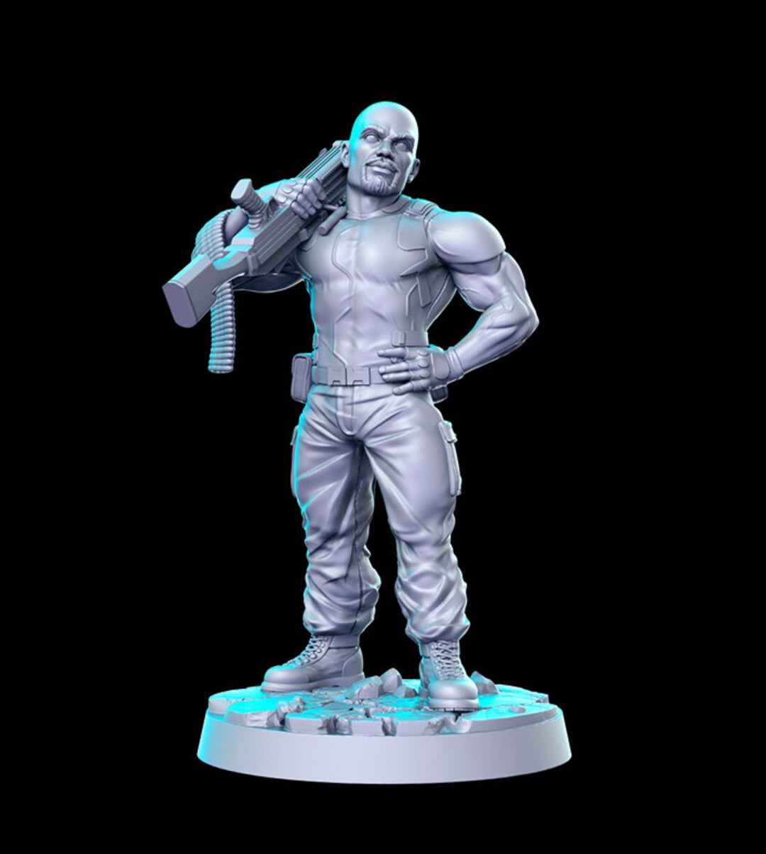 Roadblock Heavy Machine Gunner 28mm 32mm D&D Resin Miniature Dungeons ...