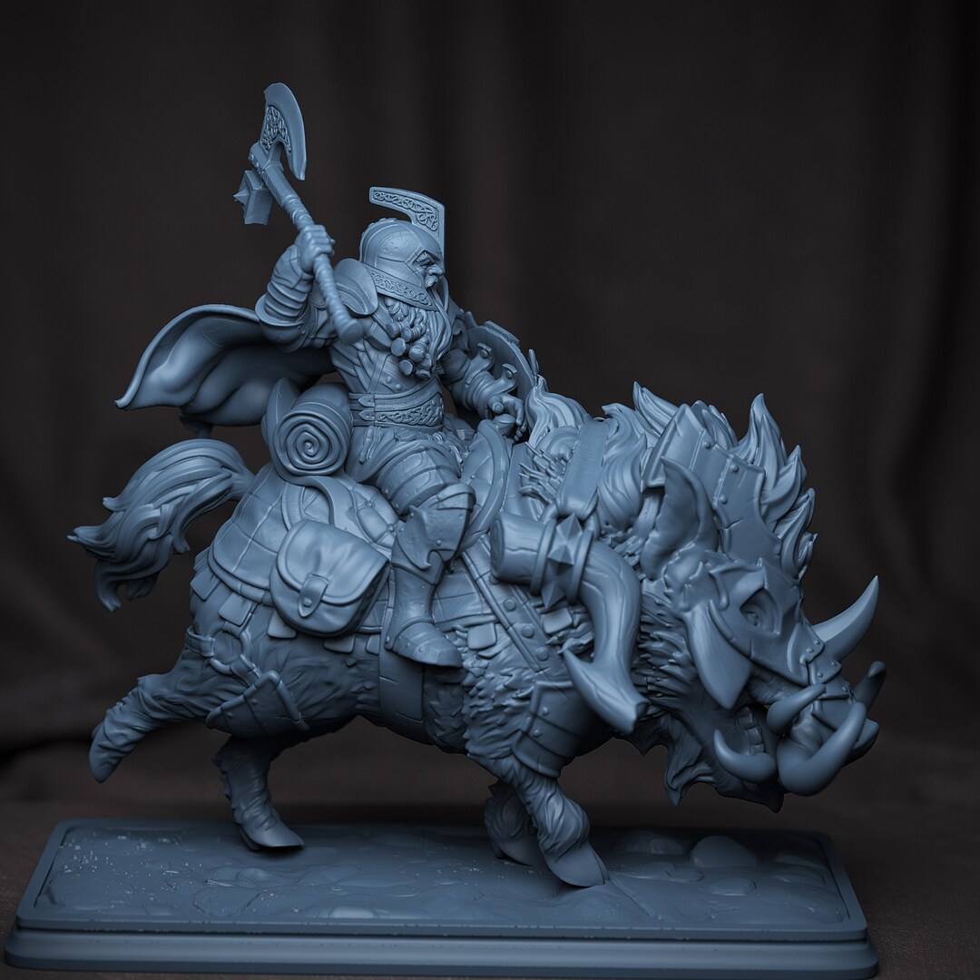 Battle Rush Armored Rider Feral Hog Mount Resin Printed D&D Miniature ...