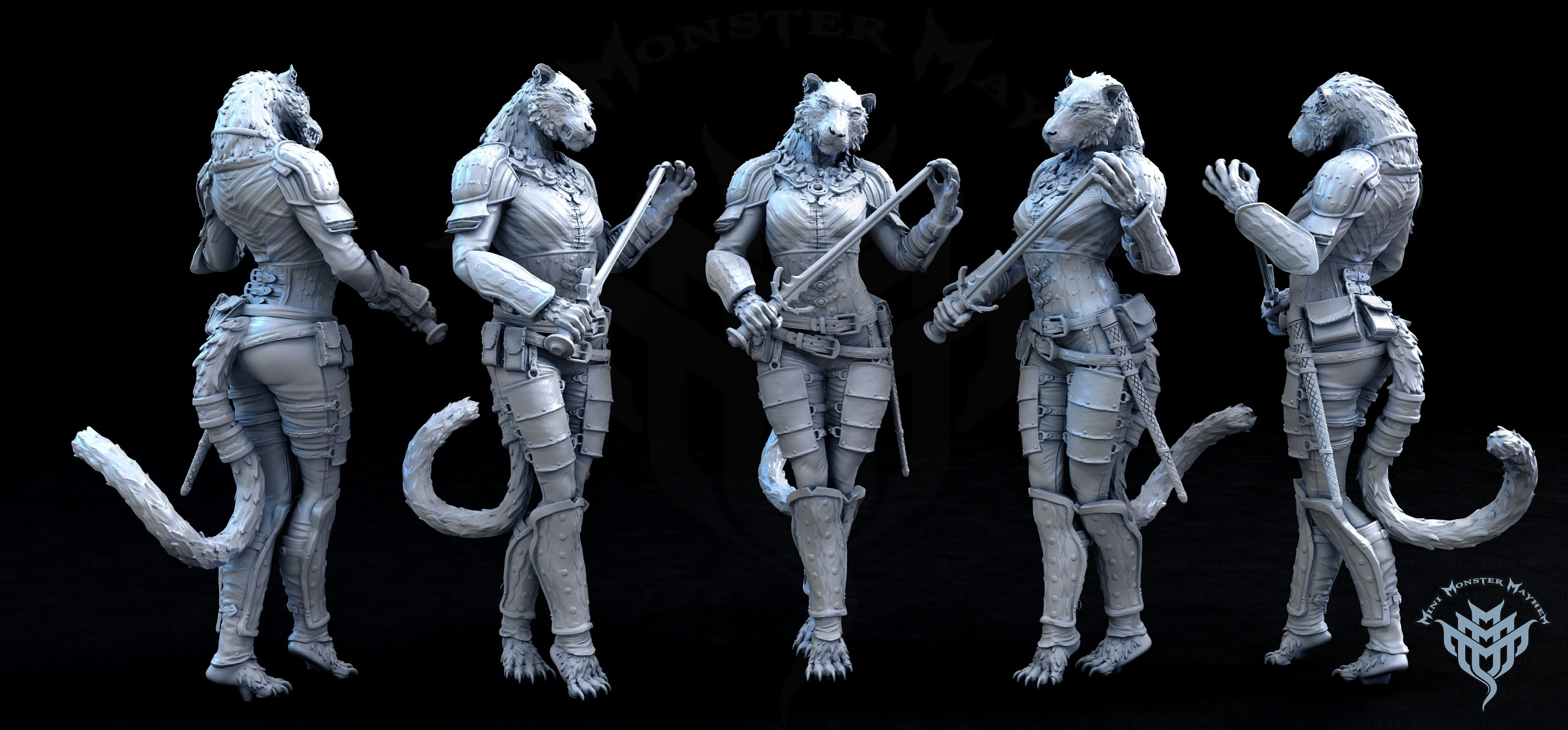 Male or Female Tabaxi Fighters 28mm 3D Print Miniature Dungeons and ...