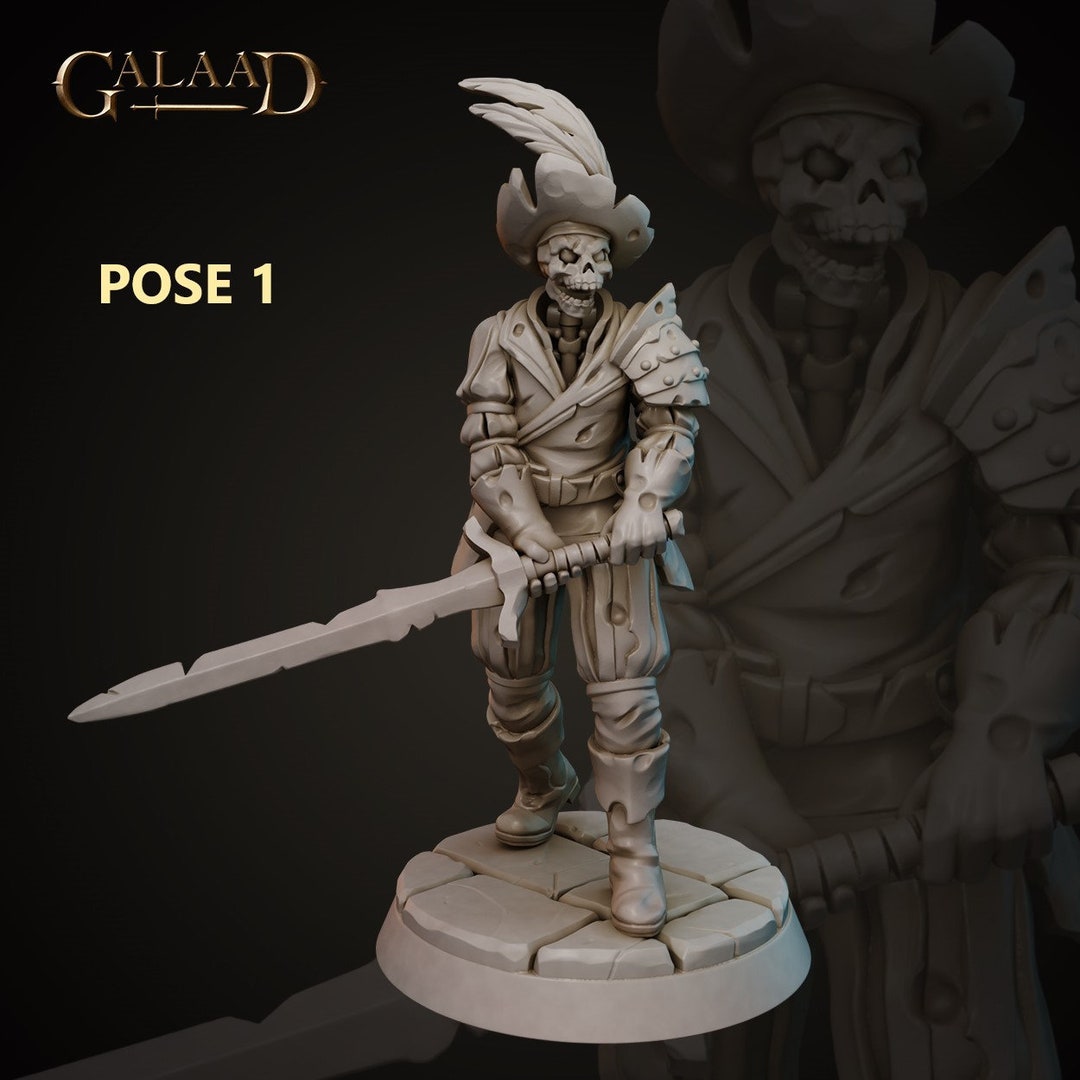 Cursed Mercenary Undead Skeleton 32mm 28mm Resin Miniature Dungeons and ...