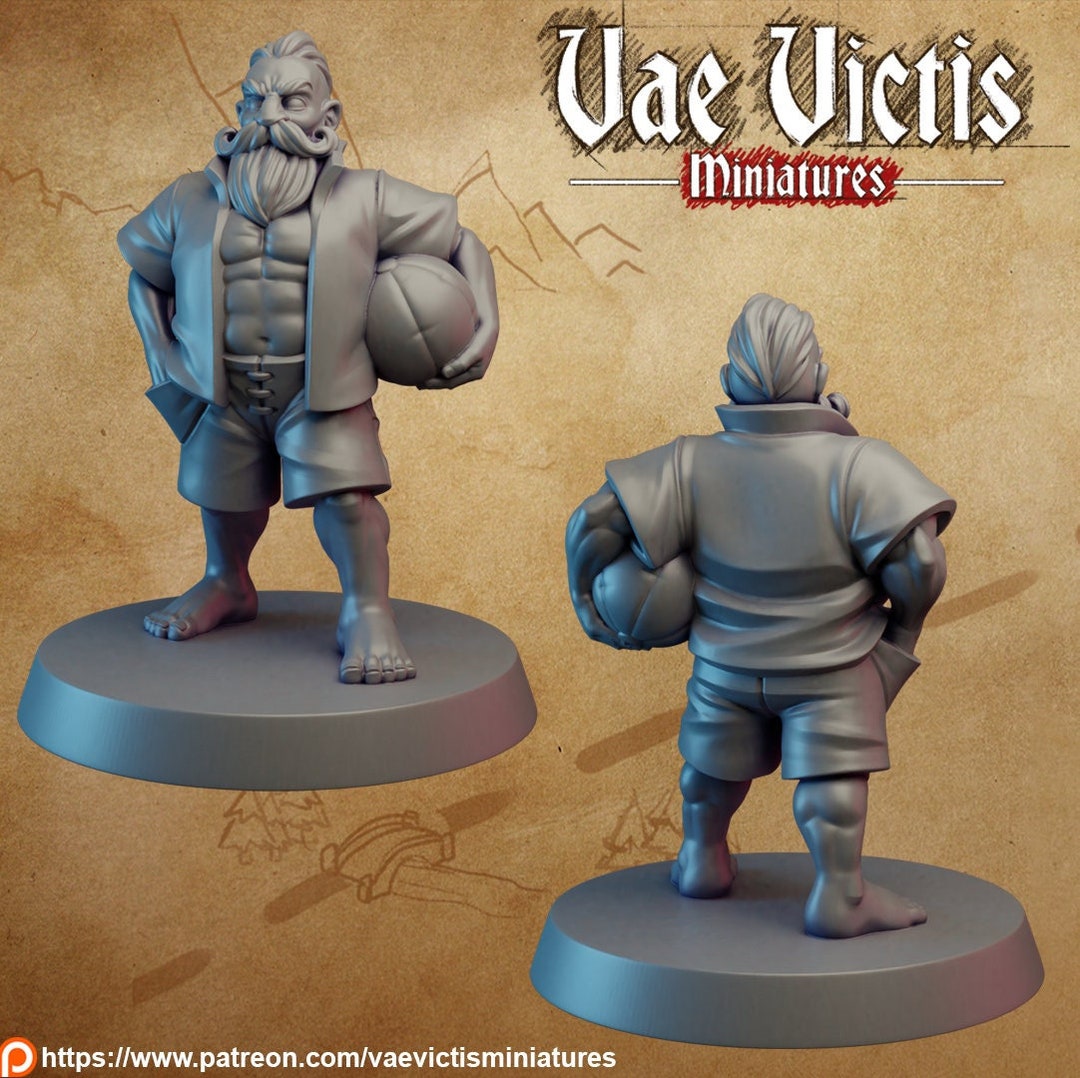 Beach Dwarf Hunky Volleyball Player 28mm 32mm D&D Miniature Dungeons ...