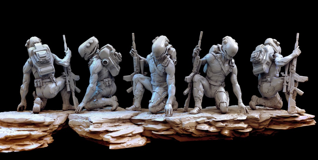Scifi Hunter Futuristic Soldier 75mm Scale Model Printed Resin ...