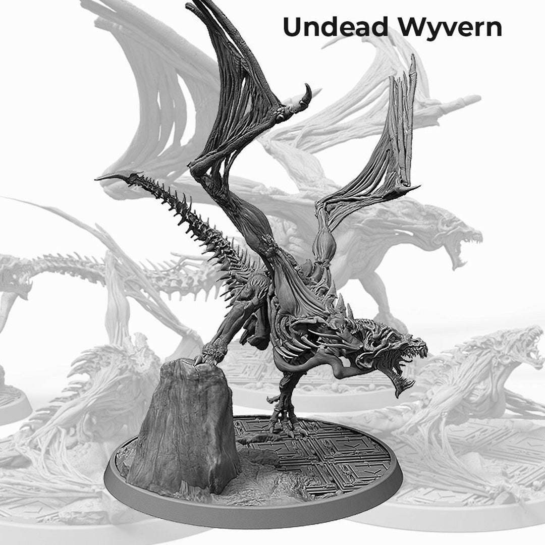 Undead Wyvern Zombie / Skeleton Detailed Resin Miniature 28mm 32mm ...