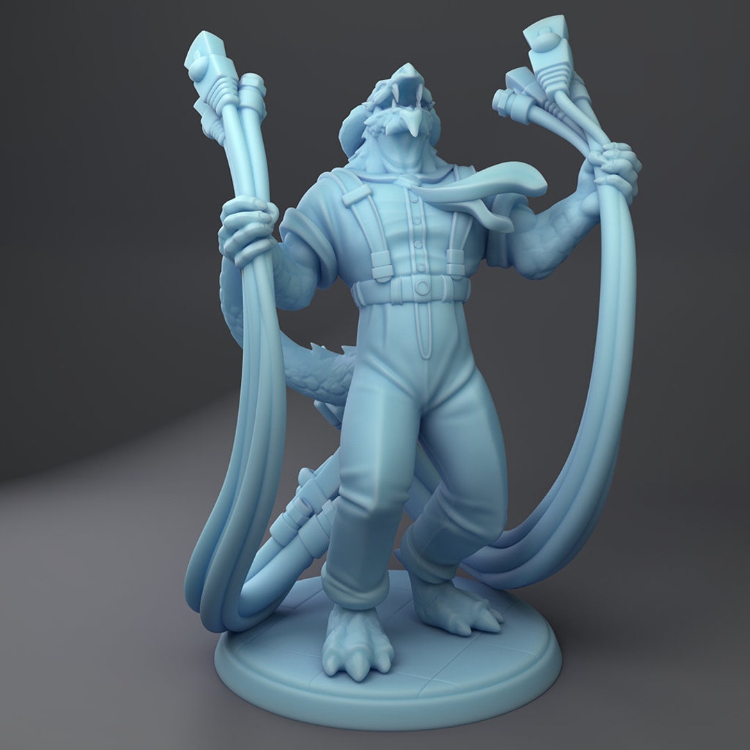 Dragonborn IT Worker Mini - Fantasy Office Set - D&D Resin 28mm 32mm ...