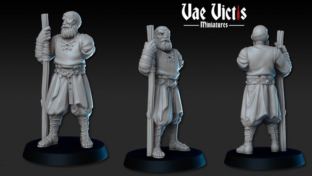 Veteran Warrior Old Man NPC 28mm D&D Resin Printed Miniature Dungeons ...
