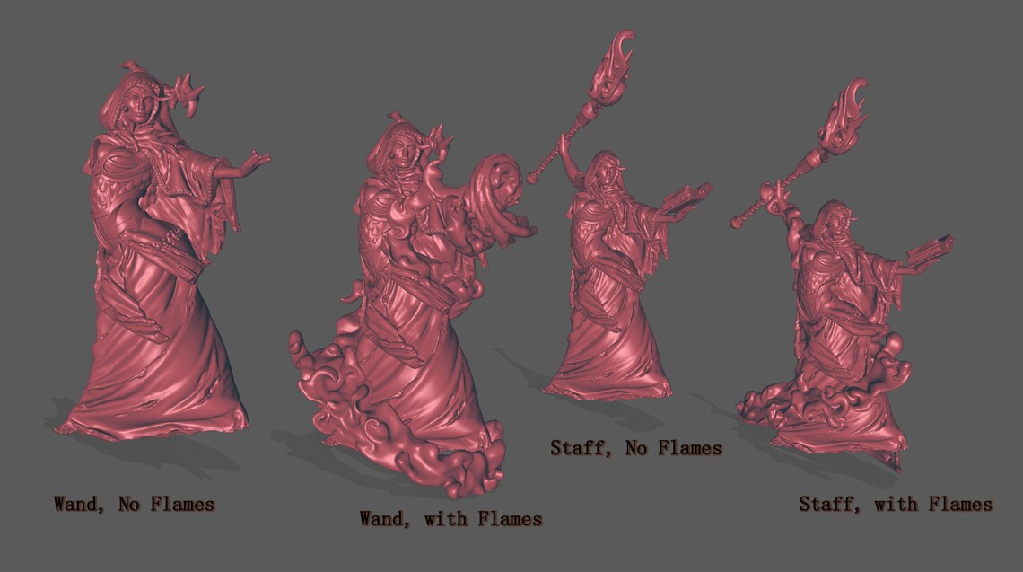 Fire Warlock Female 28mm 3D Resin Printed Miniature Dungeons | Etsy