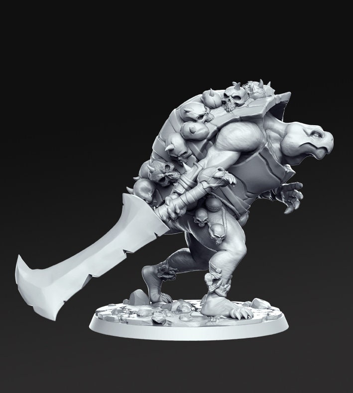 Kurgh the Turtle Tortle Barbarian Mini D&D Resin Print 32mm / 28mm ...