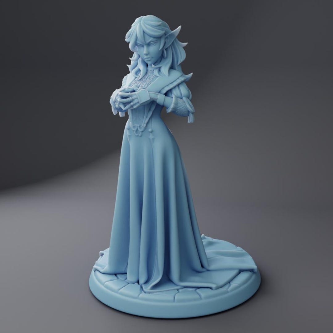 Felynril Drow Noble Female Elf 28mm 32mm 54mm Mini 75mm Statue D&D ...