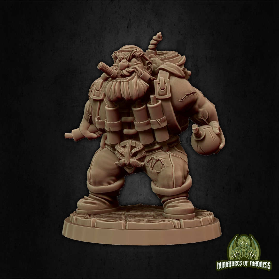 Dwarf Miner Dwari the Dynamiter 28mm / 32mm D&D 3D Resin Printed ...