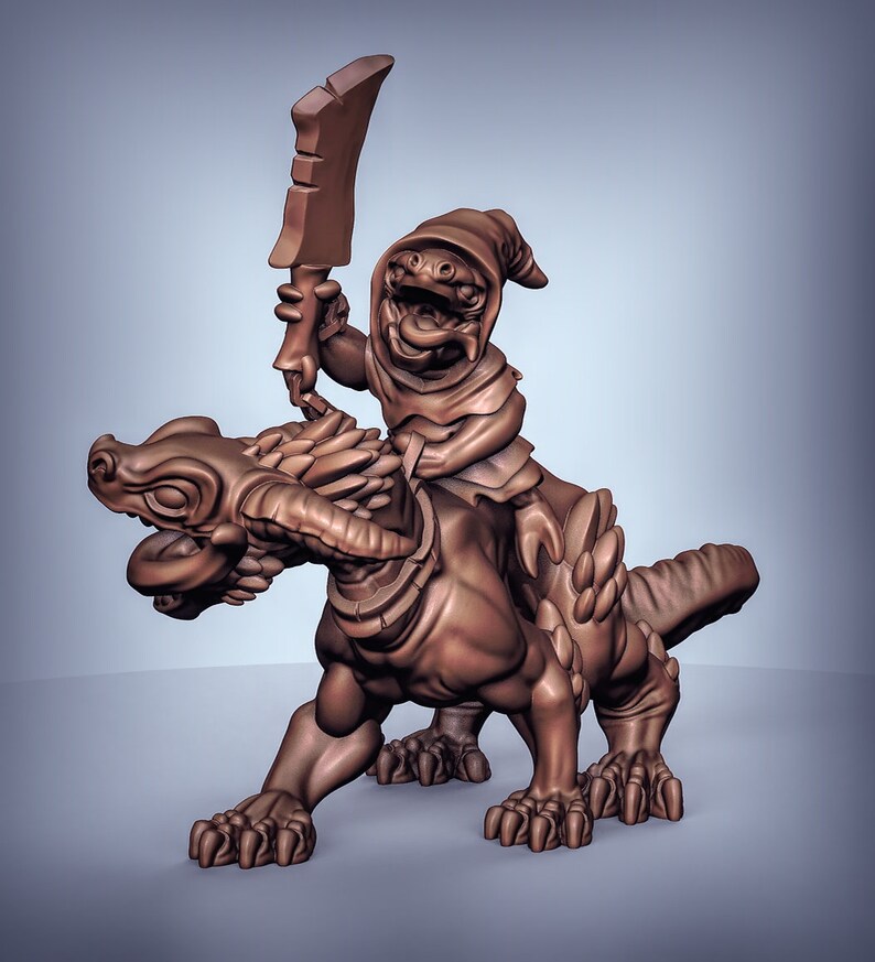 Kobolds on Riding Lizard Mounts 28mm or 32mm D&D 3D Resin Printed ...