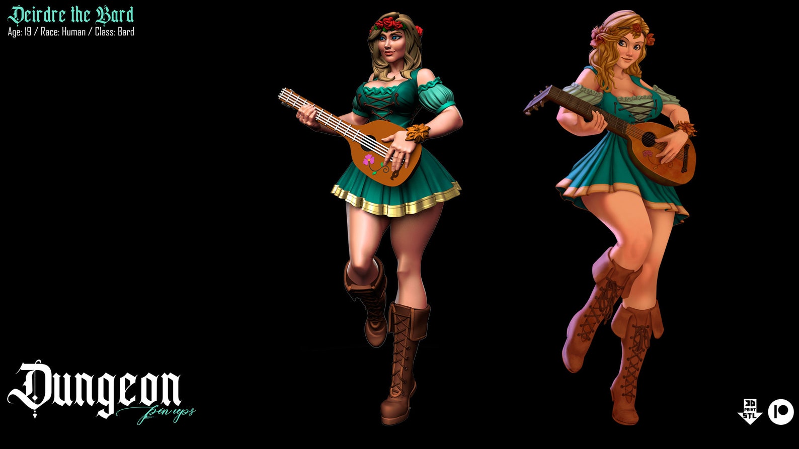 Sexy Female Bard Pinup 28mm Or 32mm Models Of Dierdre The Bard Etsy