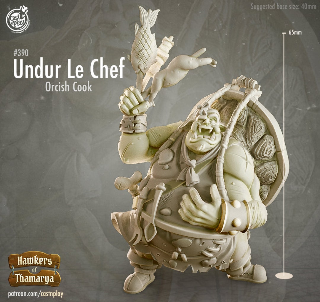 Undur Le Chef Orcish Cook NPC D&D Resin 28mm or 32mm Heroic Miniature ...