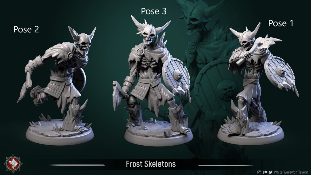 Frost Skeletons 28mm 32mm Rime of the Frostmaiden Ice Miniatures ...