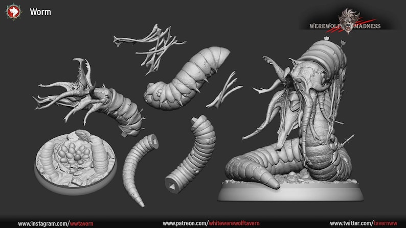 Colossal Worm Graboid Creature Model Kit Monster Miniature Dungeons and ...