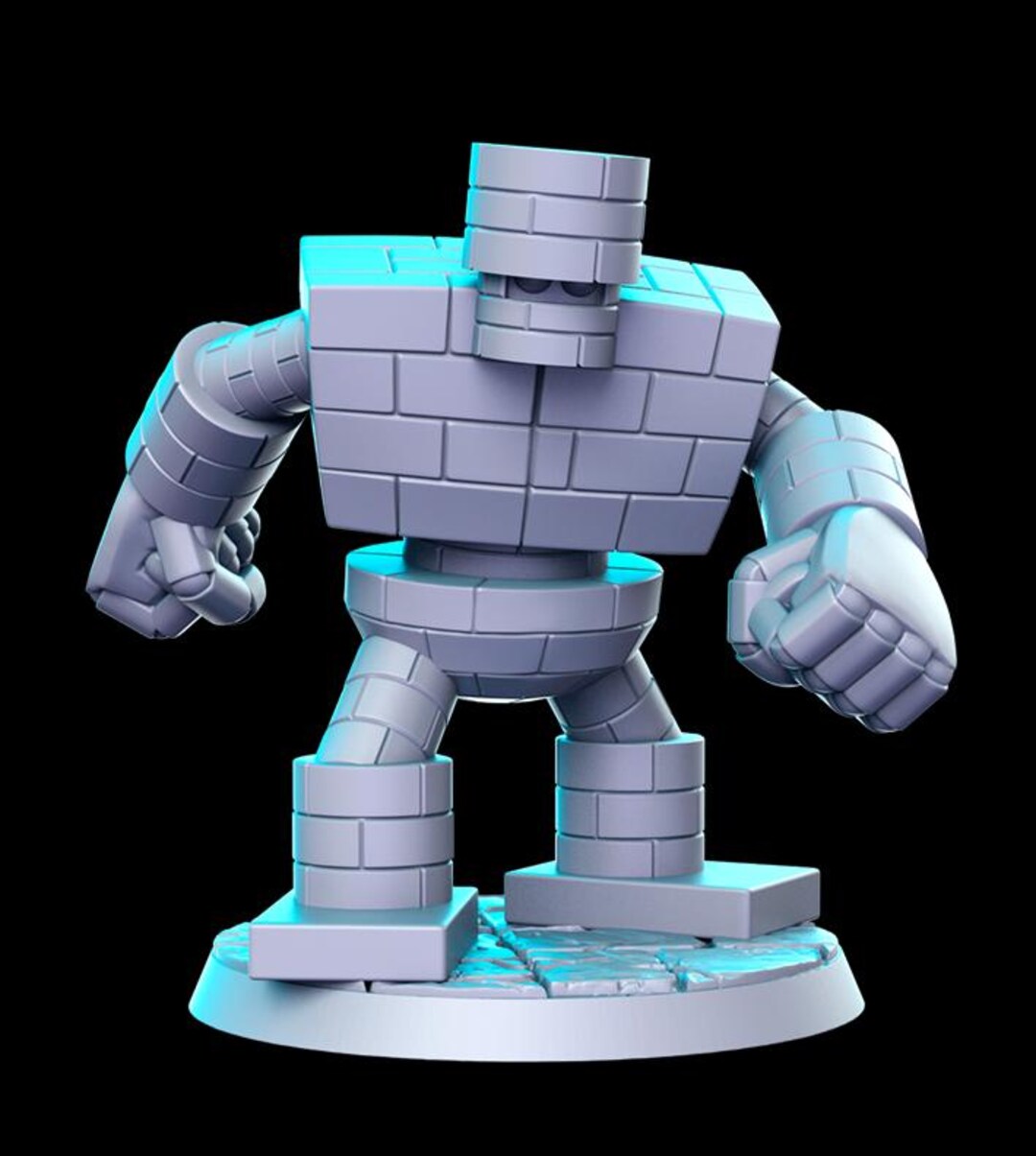 Stone Golem Brick Construct Evil Monster 28mm 32mm D&D Resin Miniature ...