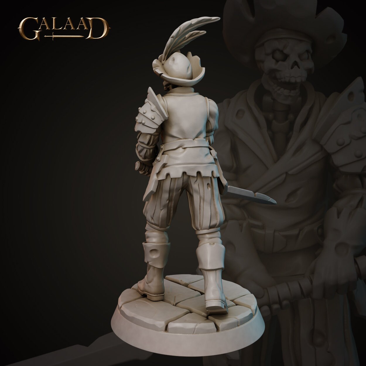 Cursed Mercenary Undead Skeleton 32mm 28mm Resin Miniature Dungeons and ...