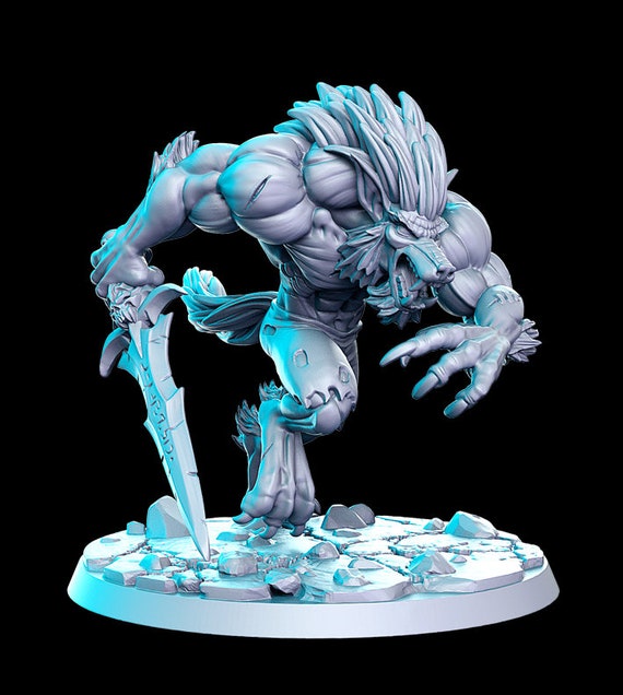 Moonfang Swordwielding Werewolf Necro Warriors D&D Resin | Etsy