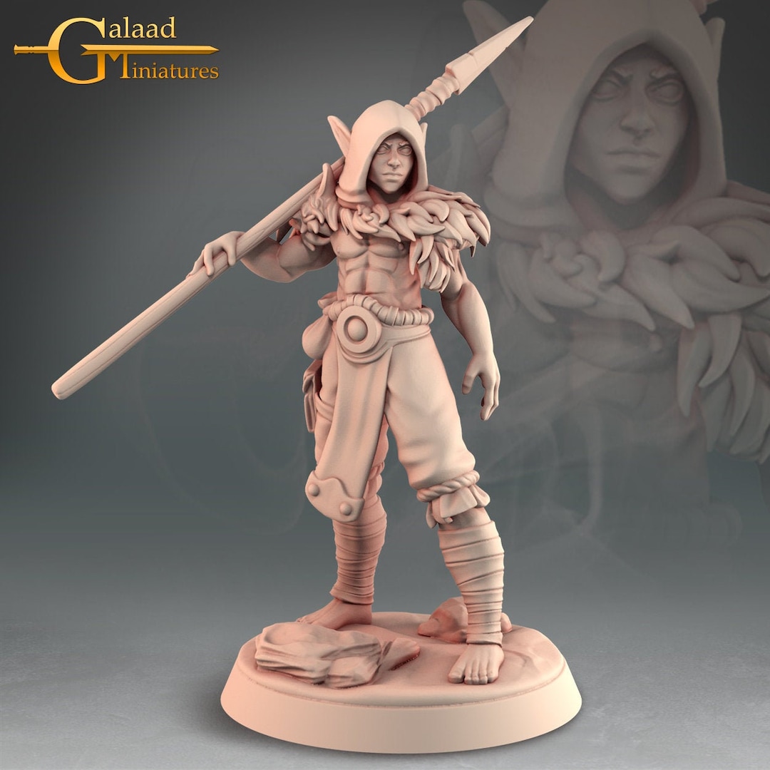 Wild Elf Ranger con lanza miniatura 32 mm 28 mm resina miniatura ...
