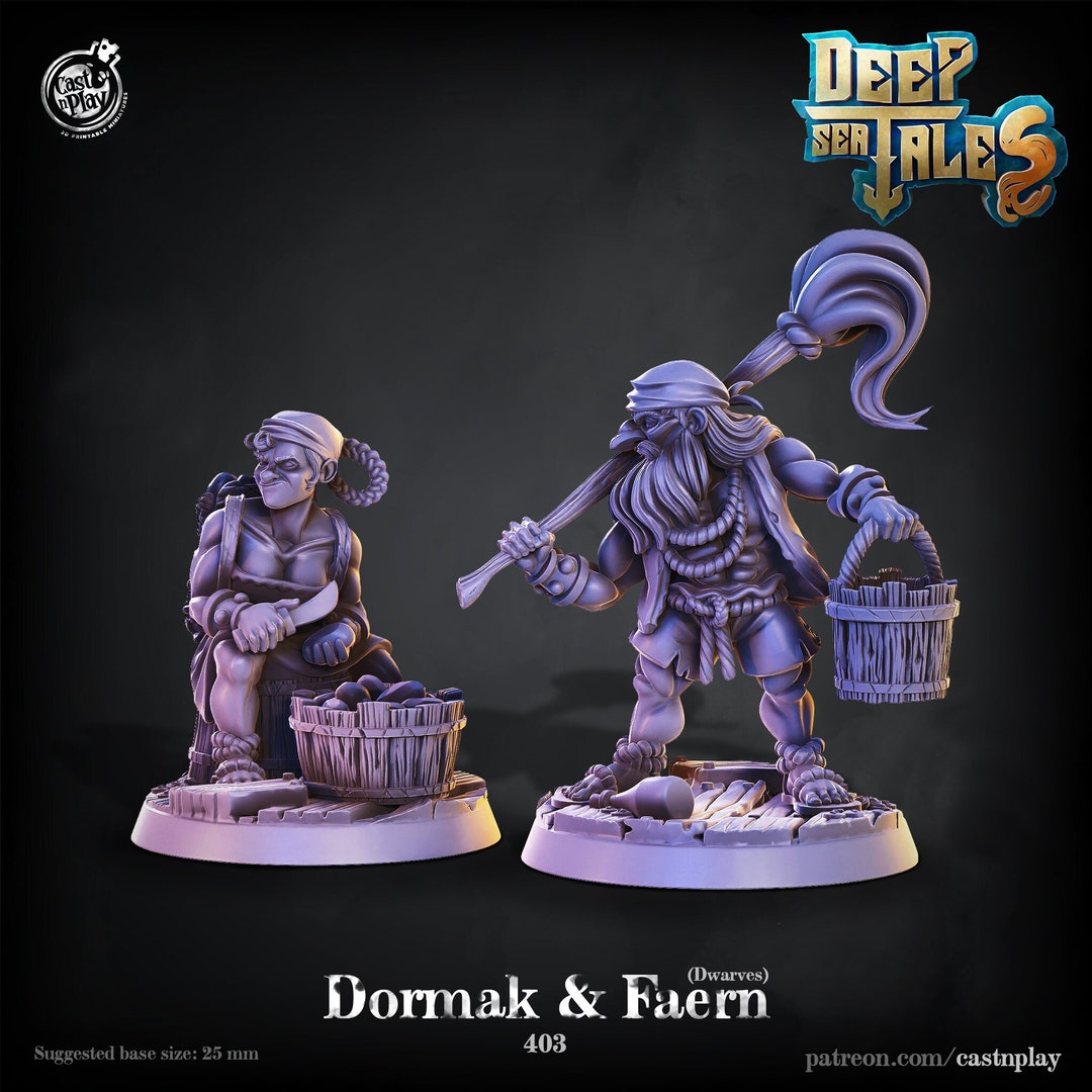 Dwarf Ship Crew Faern and Dormak Deep Sea Minis D&D Resin 28mm 32mm ...