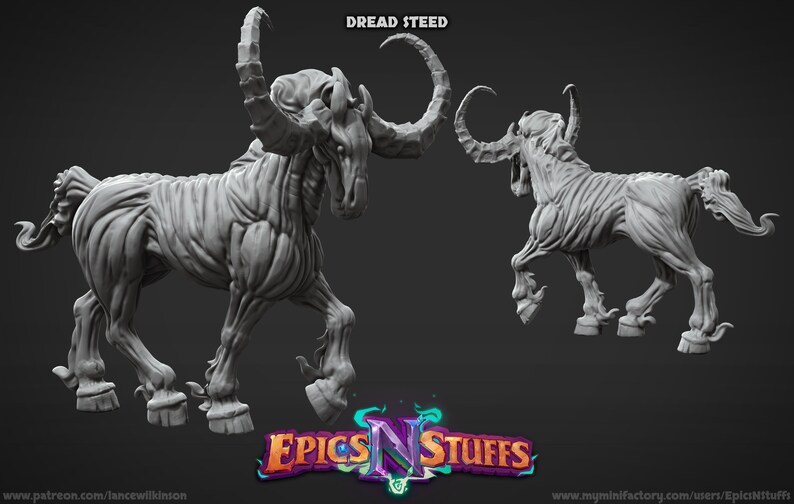 Dread Steed Undead Horse Mount 28mm Scale 3D Miniature D&D Dungeons and ...