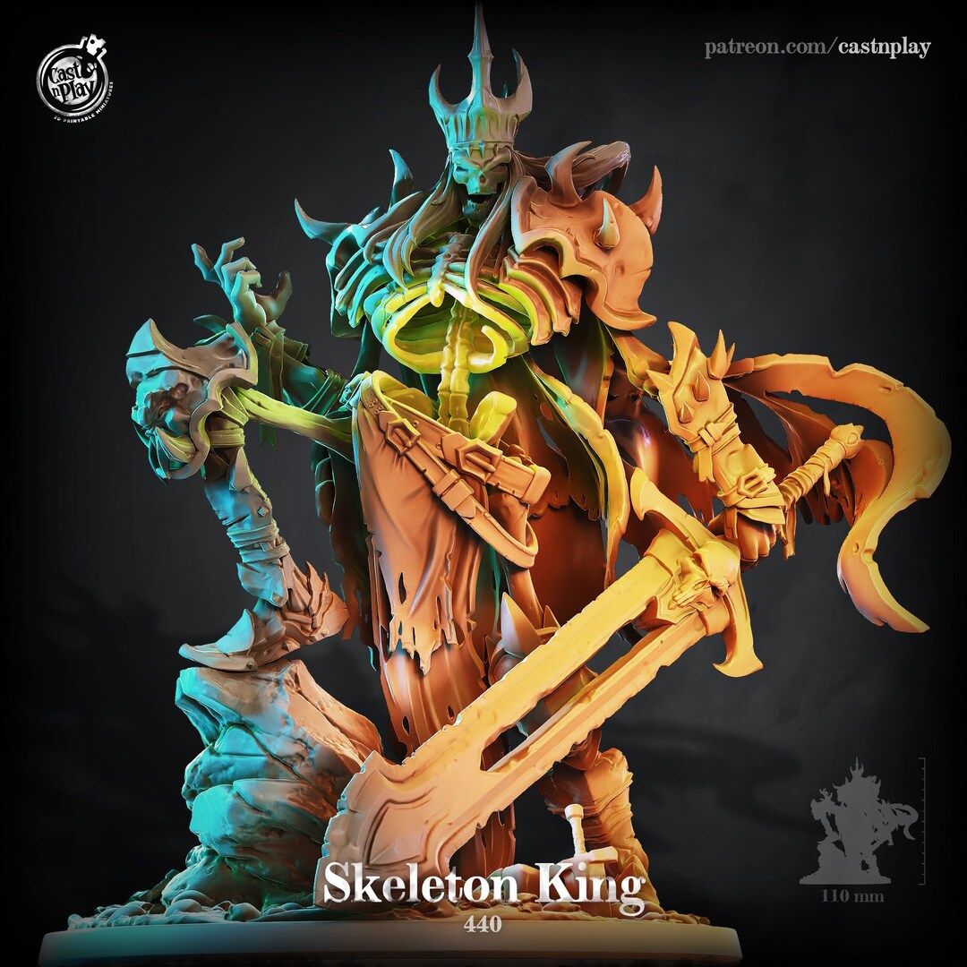 Skeleton King Huge Undead D&D Resin 28mm or 32mm Heroic Miniature ...