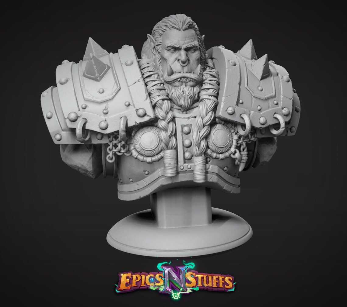 Thrall Orc Warchief 3D Bust Wow D&D Dungeons and Dragons, Pathfinder ...