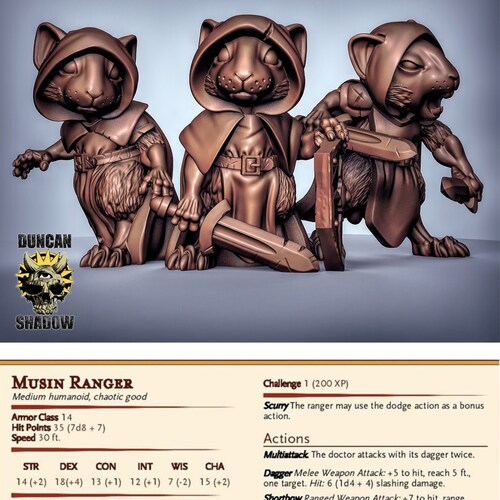 Mousling Musin Sorcerer Creatures 28mm D&D Miniatures 3D Resin - Etsy