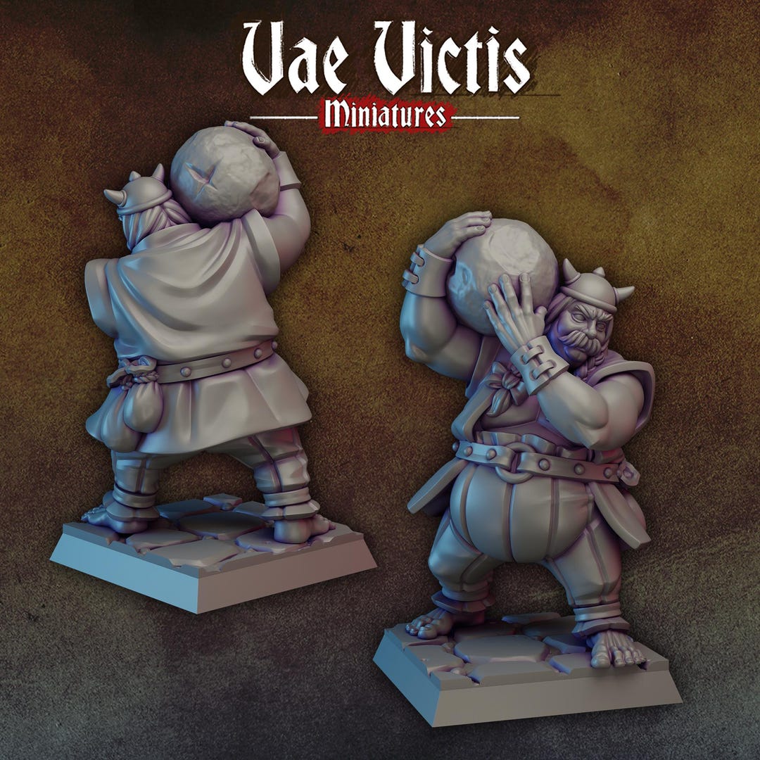 Stone Thrower Dwarf D&D Resin 28mm 32mm Heroic Miniature Dungeons and ...