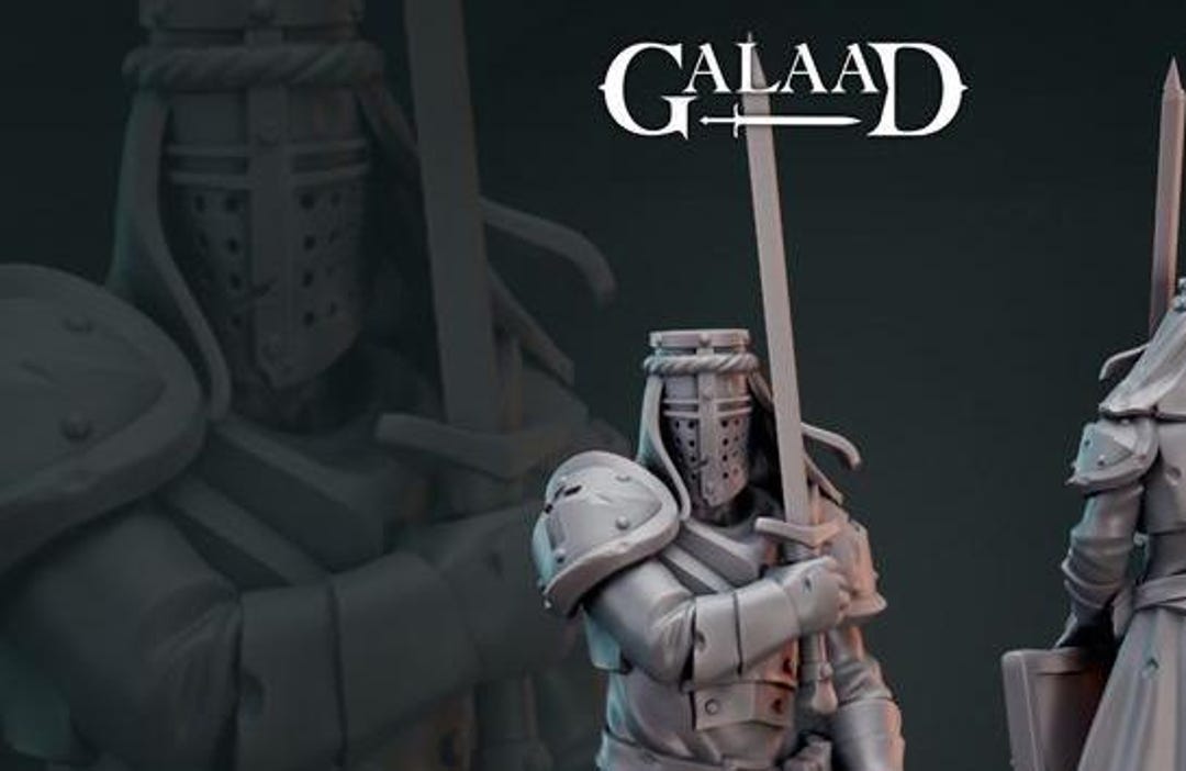 Enlarged Knight Templar Middle Ages 54mm Resin Miniature Dungeons and ...