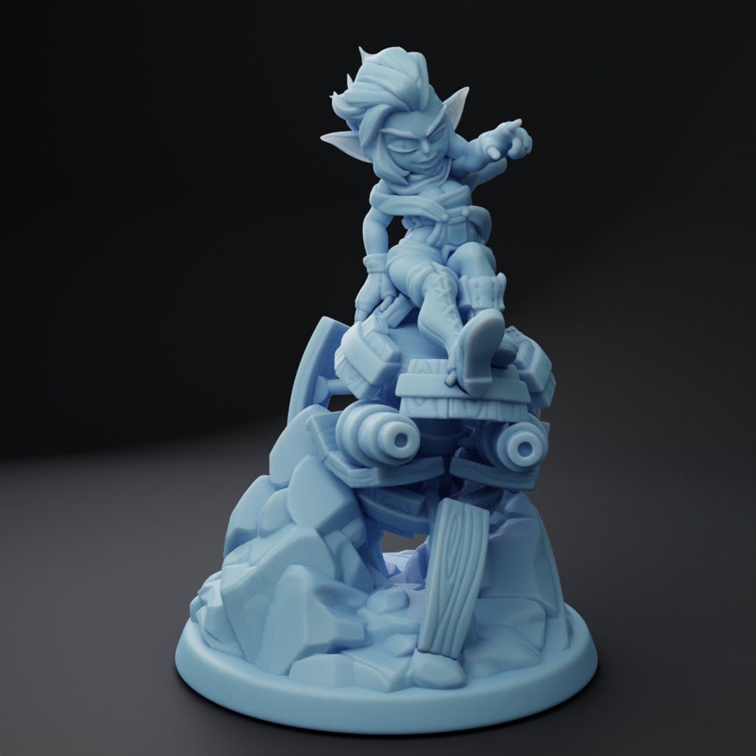 Goldie Goblin Artificer W/ Turret Mini D&D Resin 28mm 32mm or 54mm ...