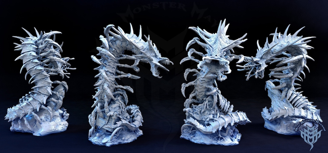 Remorhaz Ice Polar Worm 28mm 3D Printed Miniature D&D Dungeons and ...