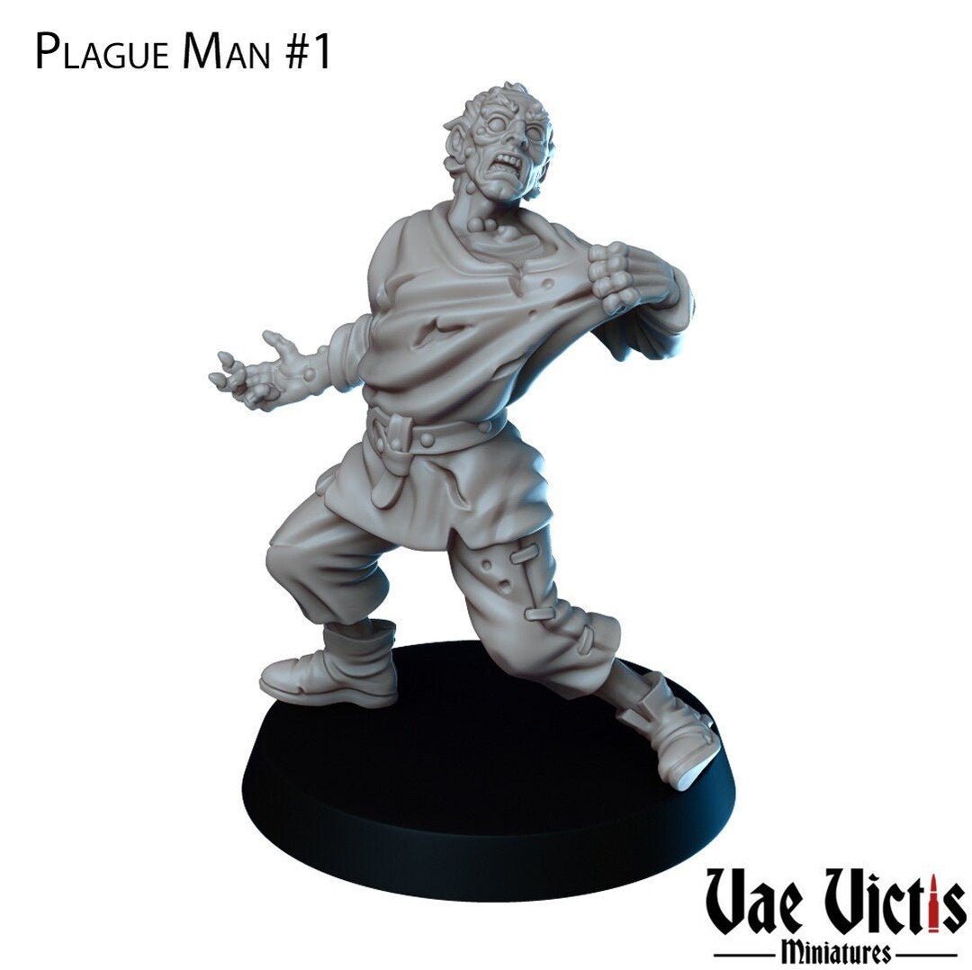Plague Ridden Citizens 28mm 32mm D&D 3D Resin Print Miniature Dungeons ...