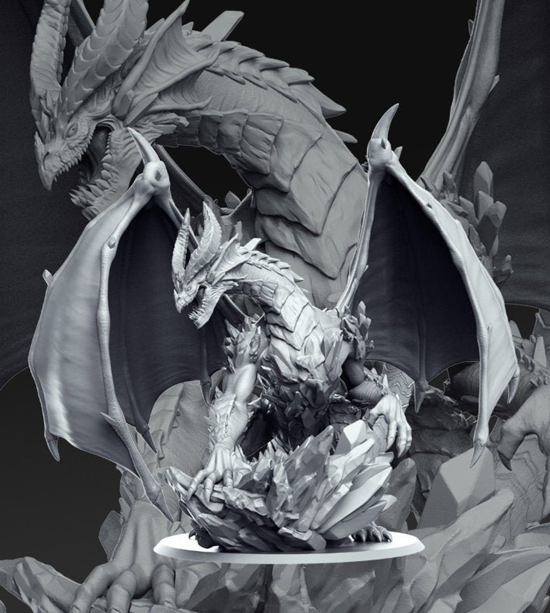 Lapidazyl Ancient Blue Dragon Mini D&D 3D Resin Print 32mm / 28mm ...