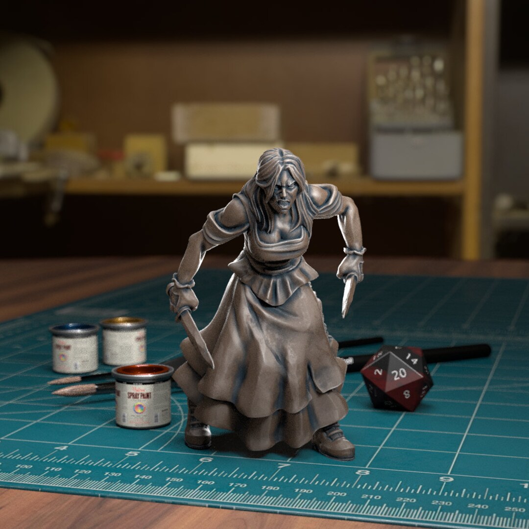 Female Dagger Fighter 28mm or 32mm D&D Resin Miniature Dungeons and ...