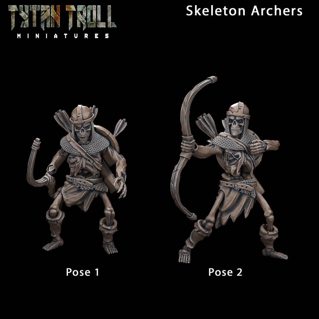 Skeleton Archers 28mm or 32mm Resin Minis D&D Dungeons and Dragons ...