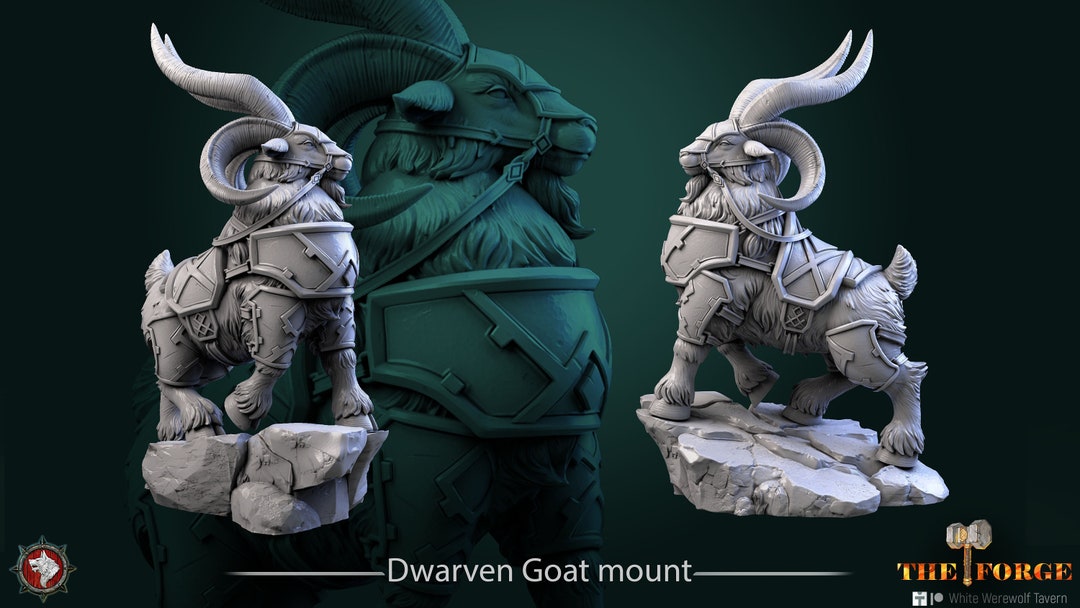 Armored Dwarven Goat Mount 28mm or 32mm D&D Resin Miniature Dungeons ...