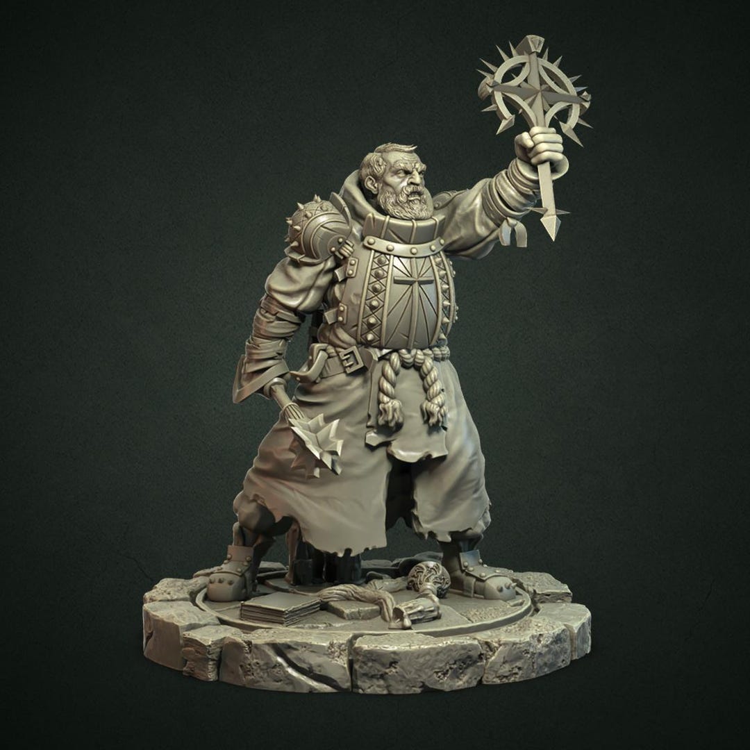 Tobias Redeemer Battle Cleric 28mm 32mm D&D Resin Mini Dungeons Dragons ...