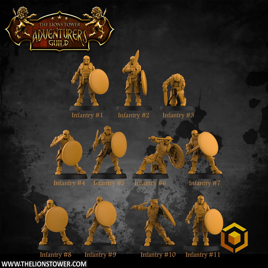 Armored Infantry 11 Talarian Knights 28mm or 32mm D&D 3D Resin ...