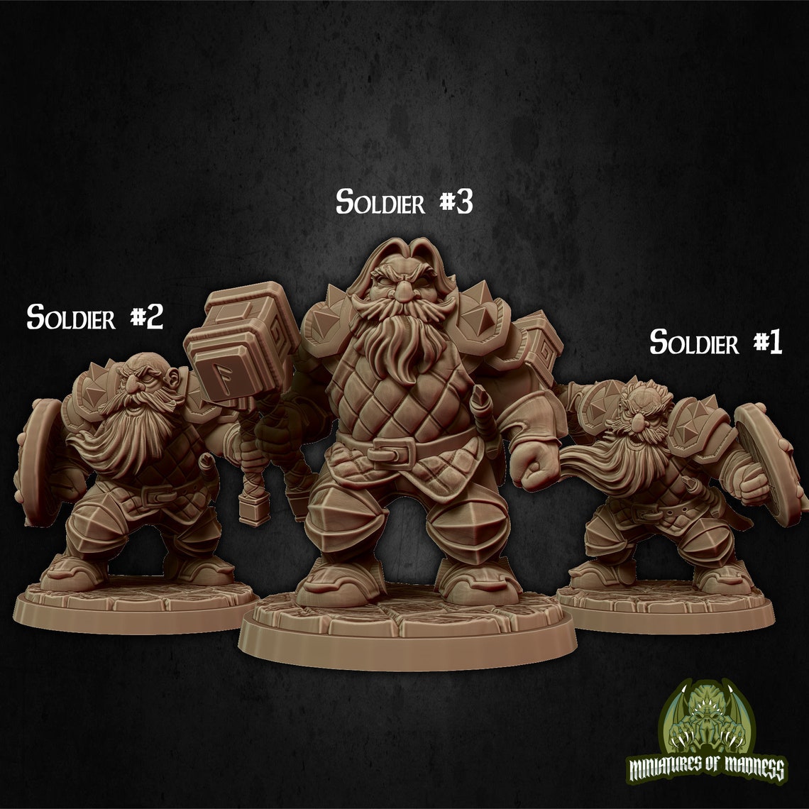 Dwarven Warhammer Soldiers 28mm / 32mm D&D 3D Resin Printed Miniature ...