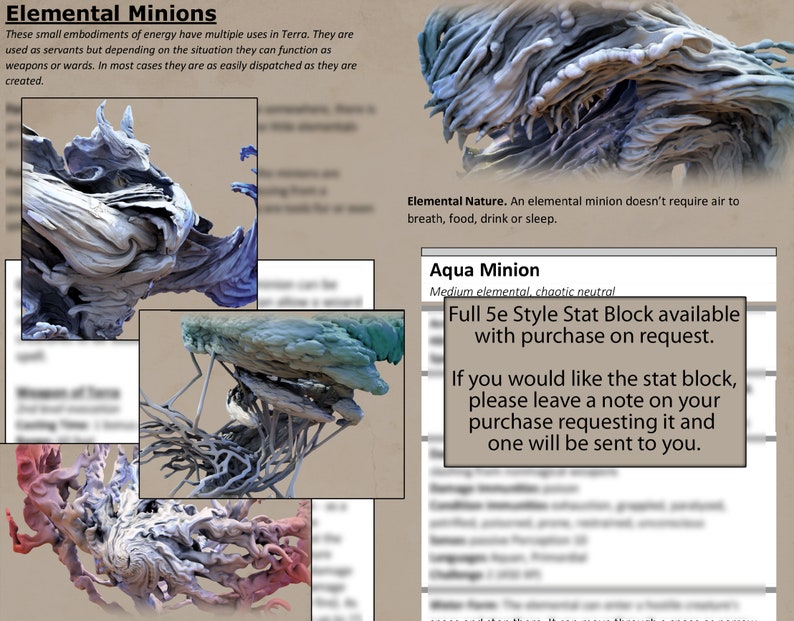 Living Spells - Fire, Water, Lightning Elemental Minions D&D Miniature ...