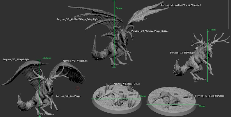 Peryton Evil Magical Beast 3D Resin 28mm Miniatures Dungeons and ...