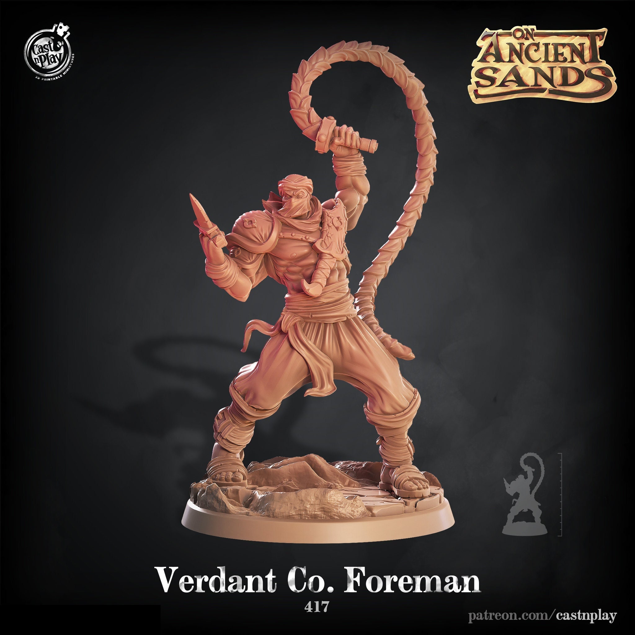 Verdant Co Foreman Whip Ancient Sands 3D Printed Minis D&D Resin 28mm ...