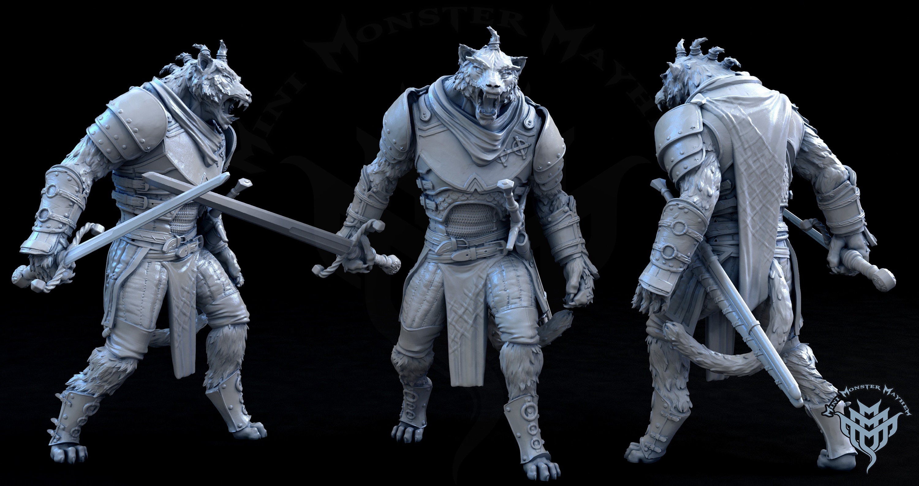 Male or Female Tabaxi Fighters 28mm 3D Print Miniature Dungeons and ...