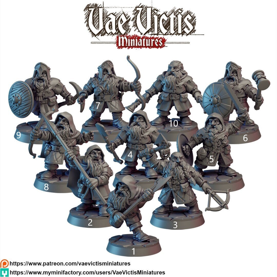Hill Dwarf Clan Fighters 28mm or 32mm D&D Resin Miniature Dungeons and ...