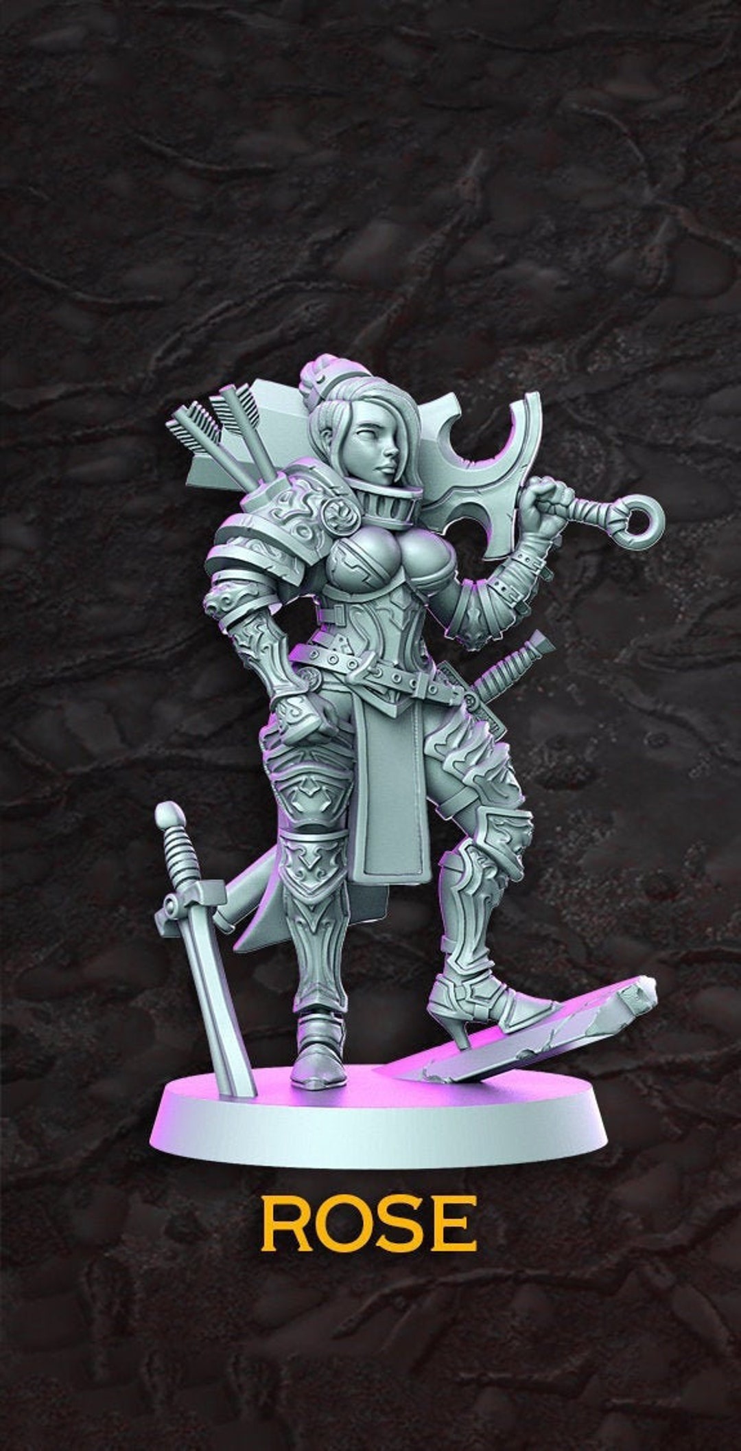 Sexy Female Fighter Paladin Rose D&D 3D Resin Printed 32mm / 28mm ...