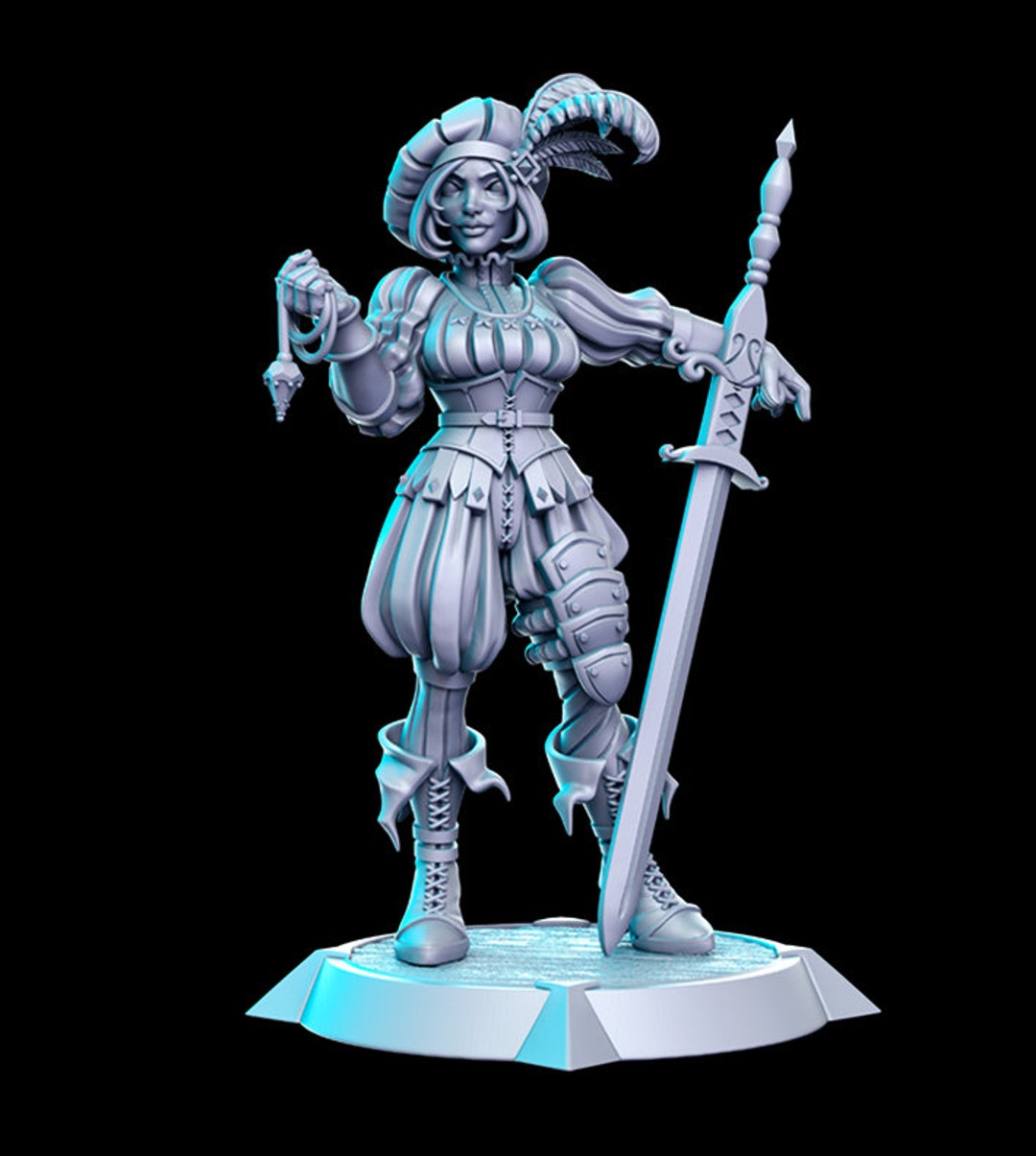 Ivette Female Fighter Noblewoman 28mm 32mm D&D Resin Miniature Dungeons ...