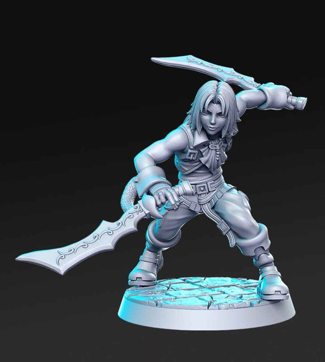Zhedonis Dual Scimitar Warrior Mini D&D Resin 32mm/28mm Miniature ...