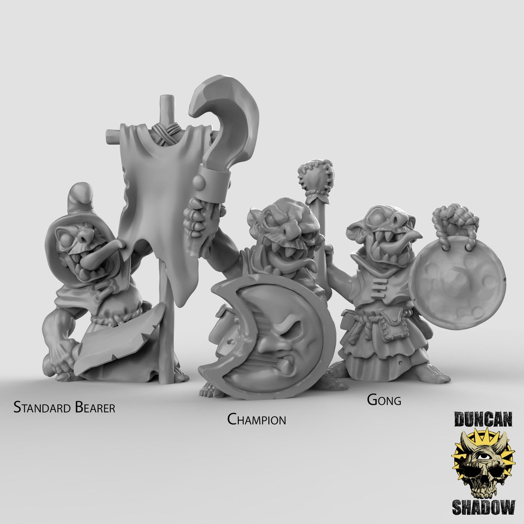 Goblin Champion Standard and Gong 28mm/32mm Resin Miniatures D&D ...